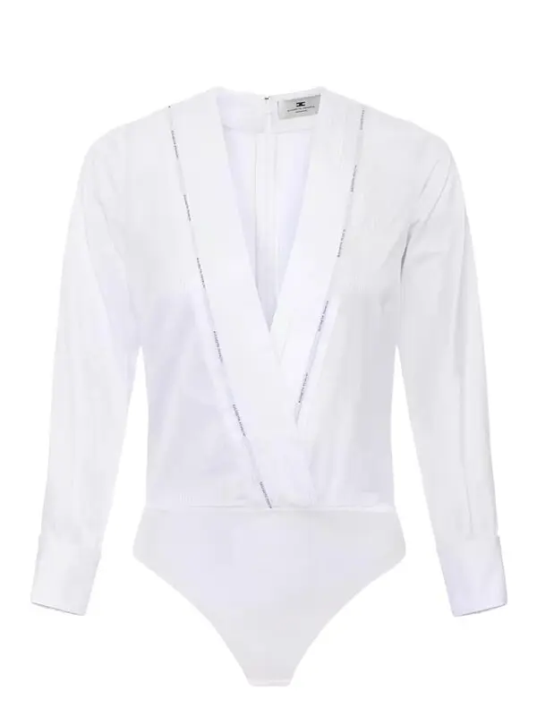 Elisabetta Franchi Pleated Detail Long-sleeve Bodysuit - White