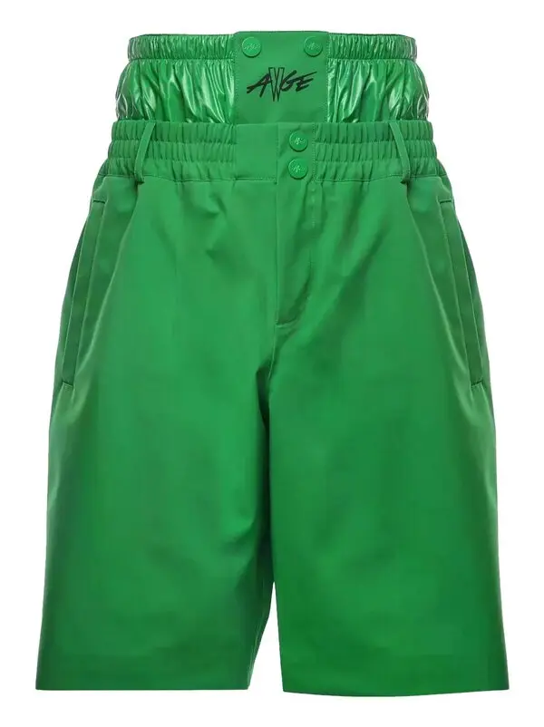 Moncler Logo-print High-waisted Shorts - Green