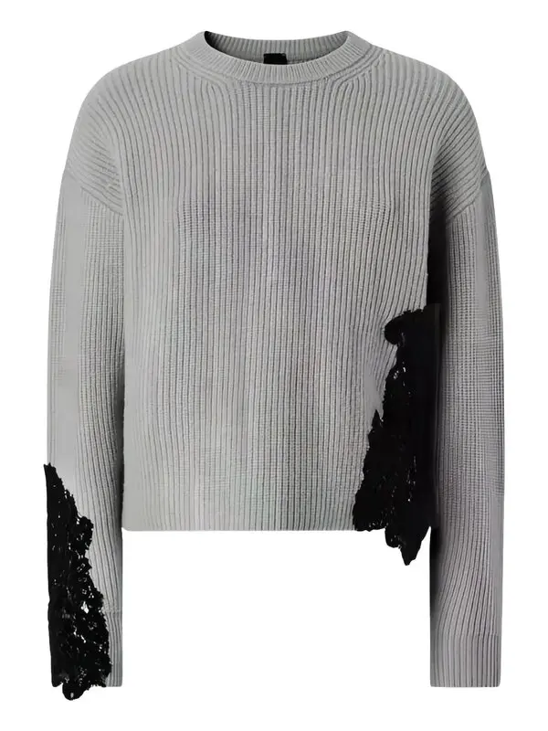 Pinko Lace-detail Ribbed Sweater - Grey
