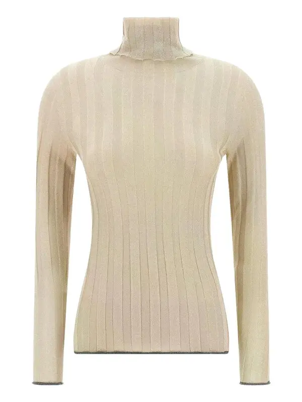 Fabiana Filippi Ribbed Turtleneck Top - Neutrals