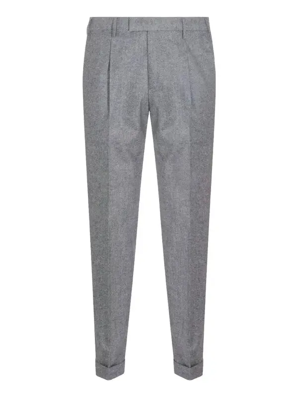 PT TORINO Cuffed Herringbone Trousers - Grey