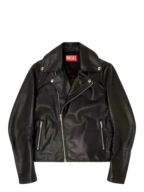 Diesel L-eo-wrd Leather Jacket - Black