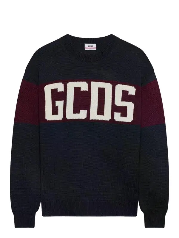 Gcds Striped Logo-detail Sweater - Blue
