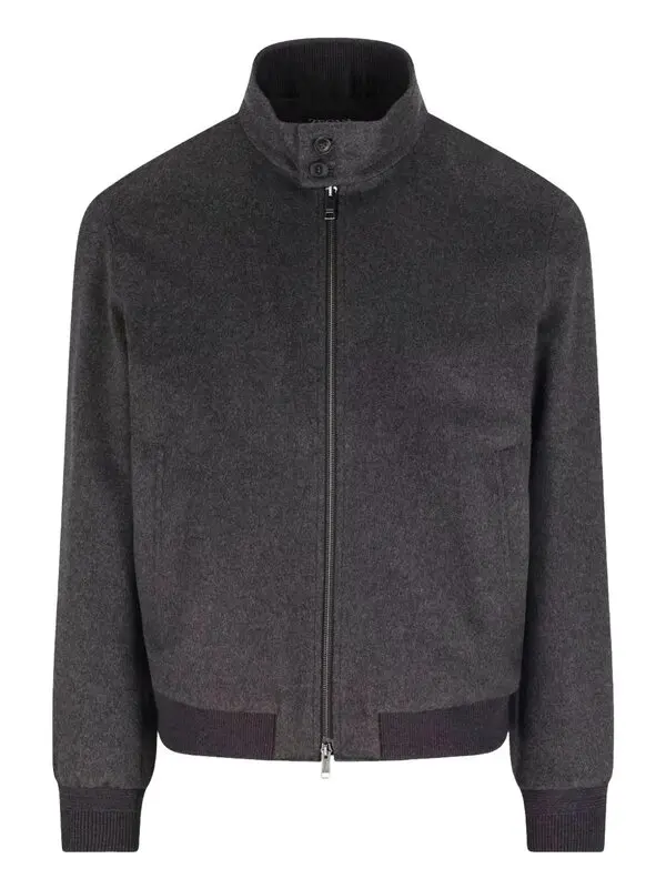 Zegna Wool-blend High-neck Jacket - Black