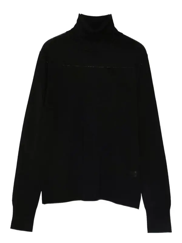 FORTE_FORTE Roll-neck Panelled Sweater - Black