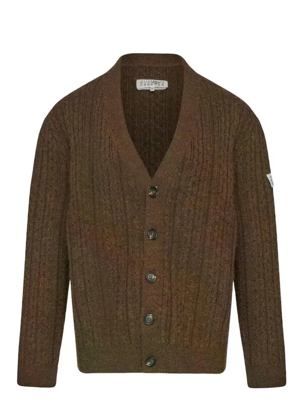 MAISON MARGIELA Ribbed V-neck Cardigan - Brown