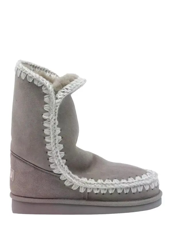 Mou Contrasting-stitch Boots - Grey