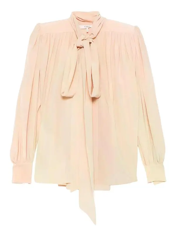 Chloé Pussy-bow Long-sleeve Blouse - Neutrals
