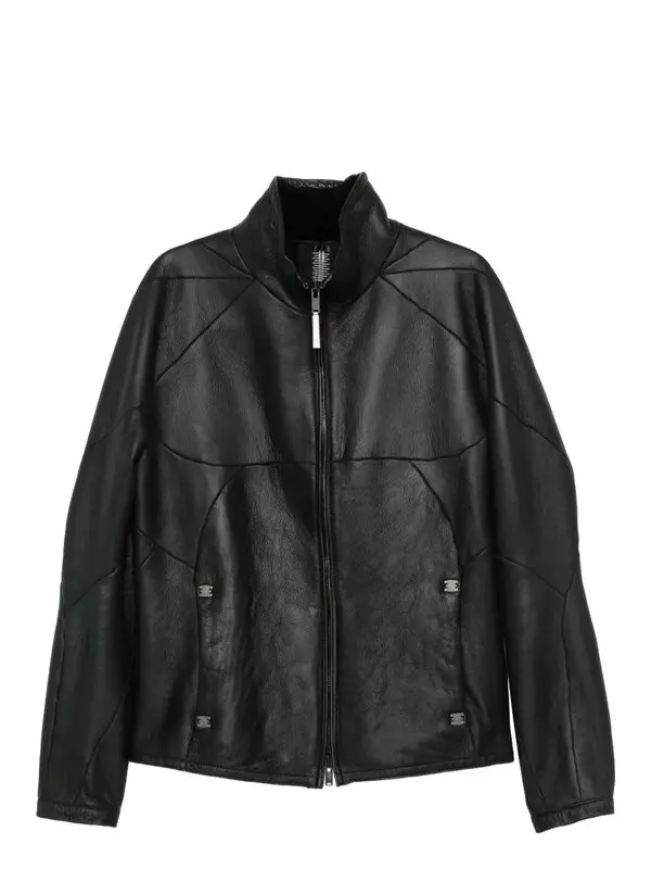 ISAAC SELLAM EXPERIENCE Panelled Zip-front Leather Jacket - Black