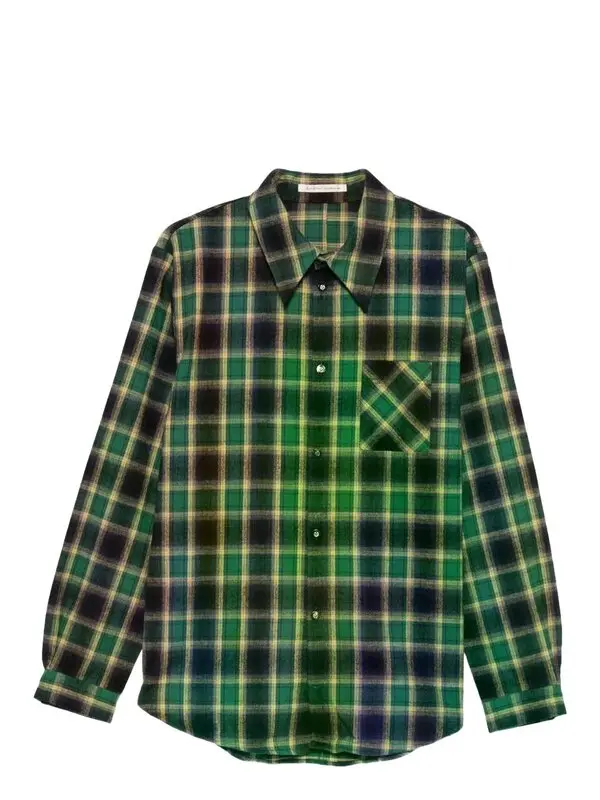 INDIVIDUAL SENTIMENTS Plaid Long-sleeved Shirt - Green