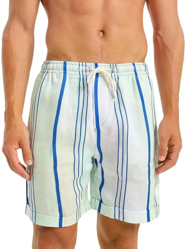 PENINSULA SWIMWEAR Striped Drawstring-waist Swim Shorts - White