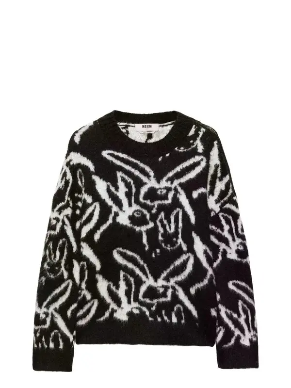 MSGM Rabbit-print Sweatshirt - Black