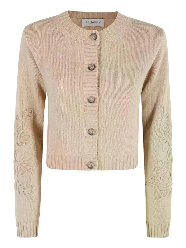 ERMANNO FIRENZE Floral-embroidered Button Cardigan - Neutrals