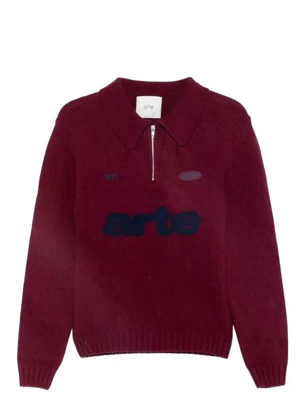 ARTE ANTWERP Logo-appliqué Polo Sweater - Red
