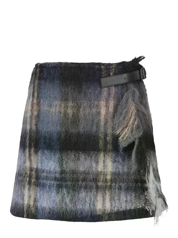 Loewe Plaid Buckle-detailing Skirt - Blue
