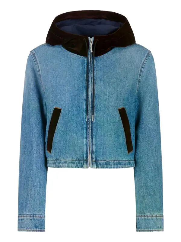 Marni Velvet-trimmed Denim Jacket - Blue