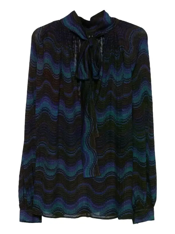 Missoni Patterned Tie-neck Blouse - Blue