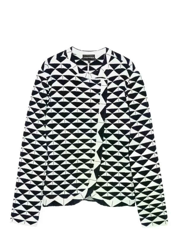 Emporio Armani Geometric-print Fitted Jacket - Fb009 Geometric Blu