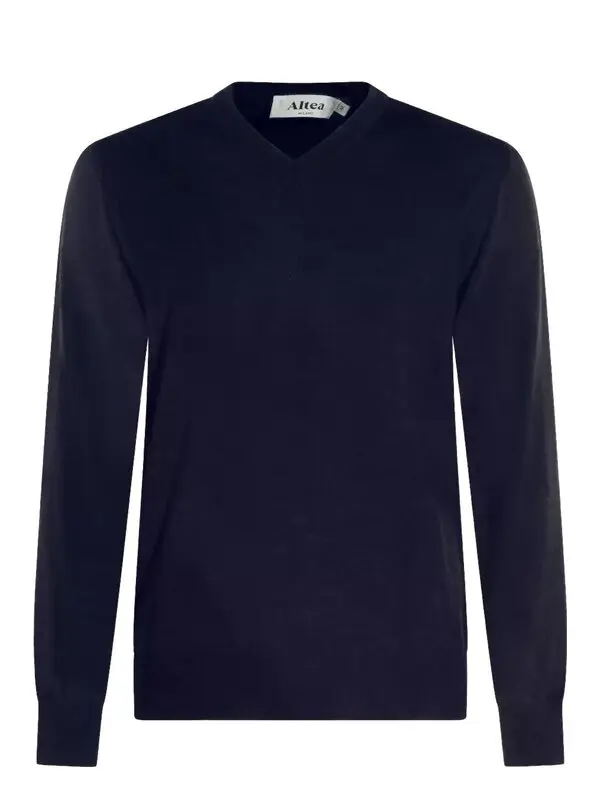 Altea Virgin Wool V-neck Sweater - Blue
