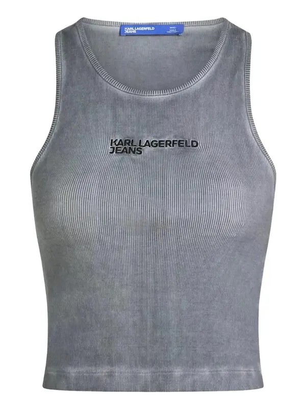Karl Lagerfeld Ribbed Cotton Top - Grey