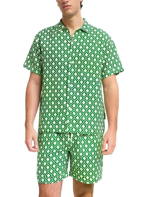 PENINSULA SWIMWEAR Geometric-print Shirt - Green