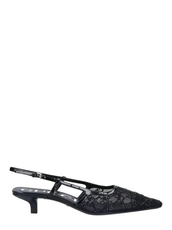 Gucci 35mm Crystal Slingback Pumps - Black