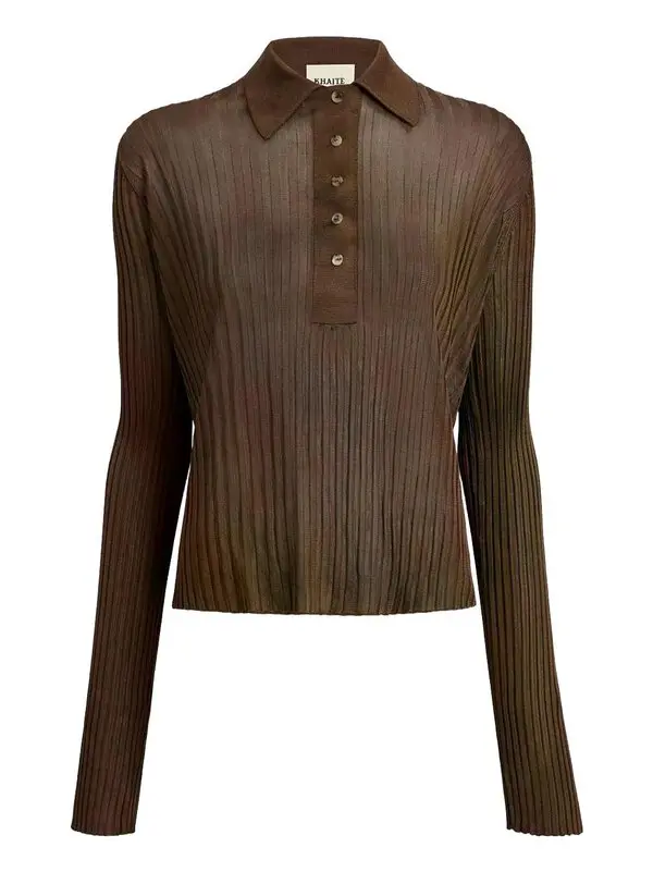 Khaite Vin Ribbed Buttoned Top - Brown