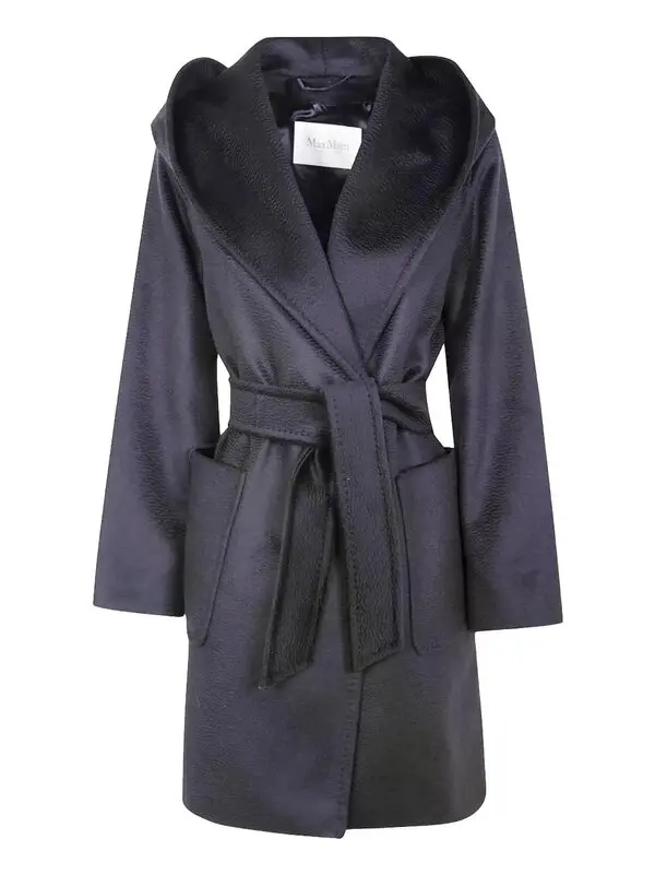 Max Mara Rialto Hooded Belted Coat - Black