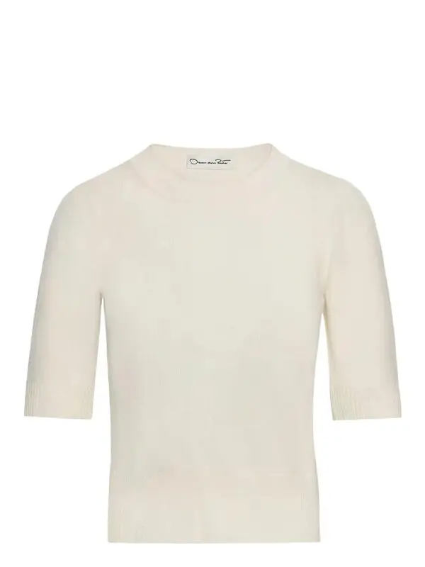 Oscar De La Renta Short-sleeve Wool Sweater - Neutrals