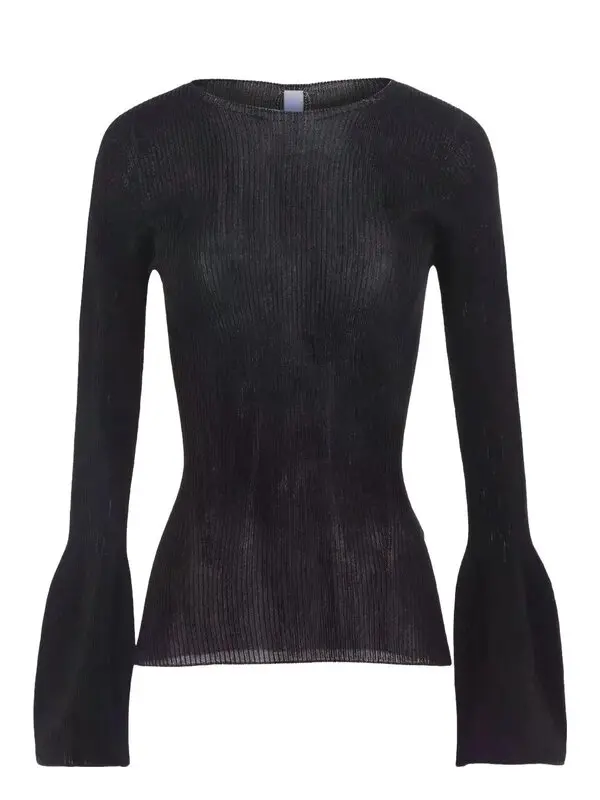CFCL Bell-sleeve Ribbed Top - Black