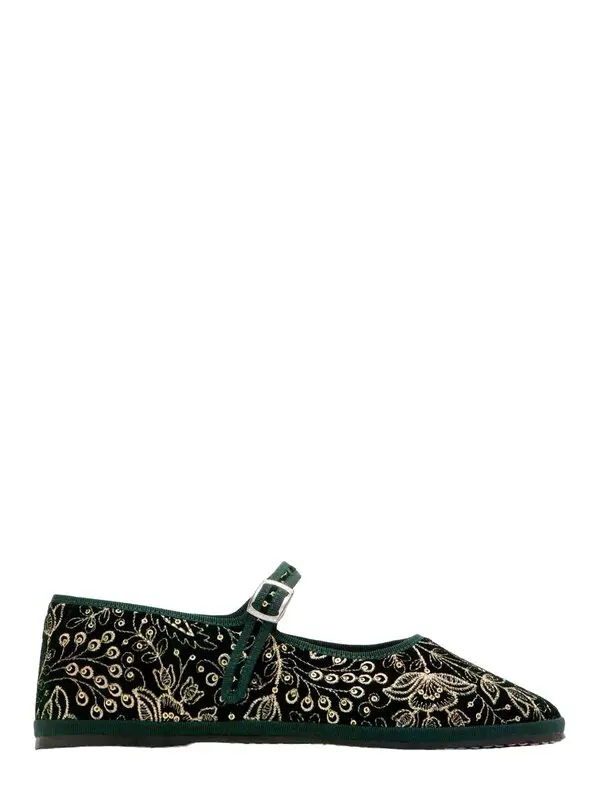 CAPULETTE Velvet Ballet Flats - Green