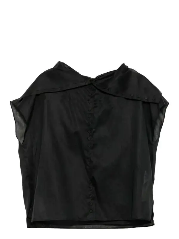 JIL SANDER Cotton Caped Top - Black