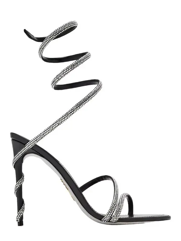 Rene Caovilla 105mm Spiral-strap Rhinestone-embellished Sandals - Black