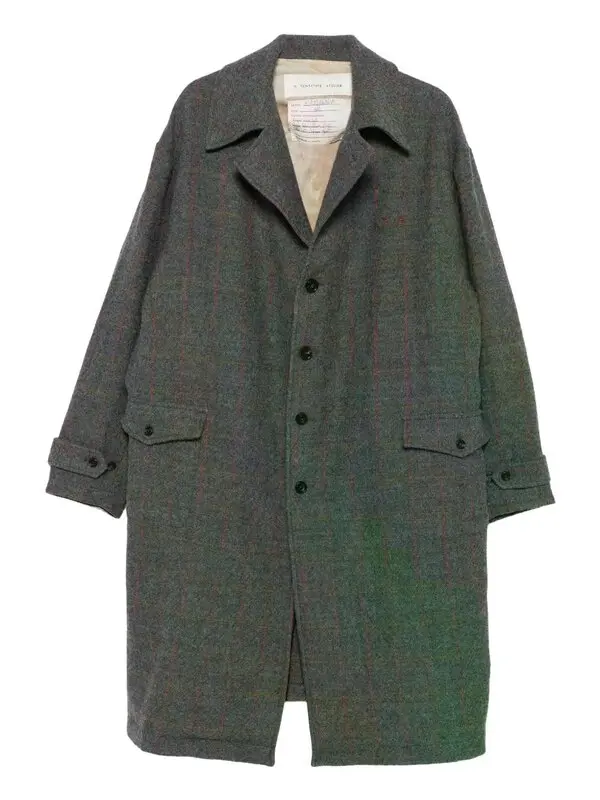 A TENTATIVE ATELIER Checked Button-up Coat - Grey