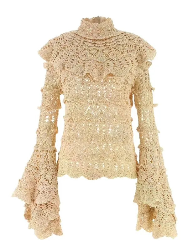 Zimmermann Crocheted Flounces Sweater - Neutrals