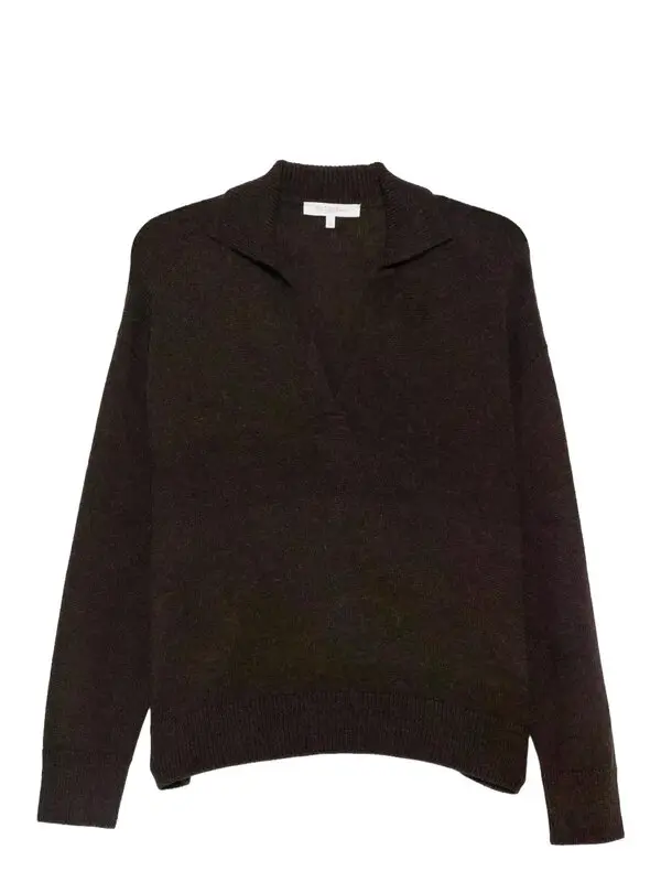 Antonelli Firenze V-neck Collared Sweater - Brown