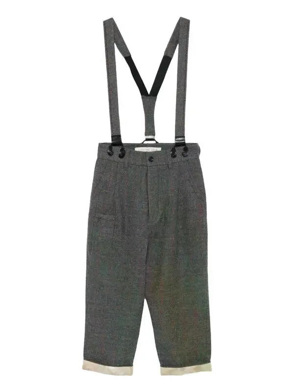 A TENTATIVE ATELIER Check-pattern Suspender Trousers - Grey
