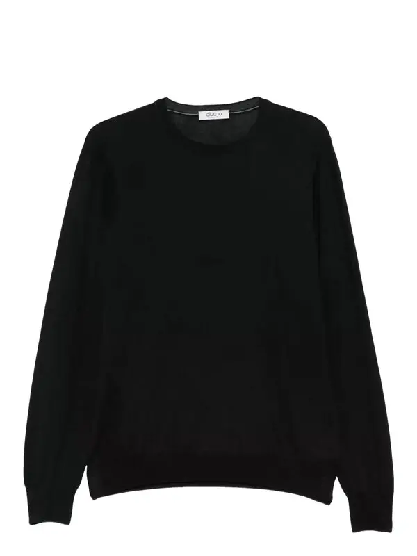 GIUUNO Crew-neck Panelled Sweater - Black