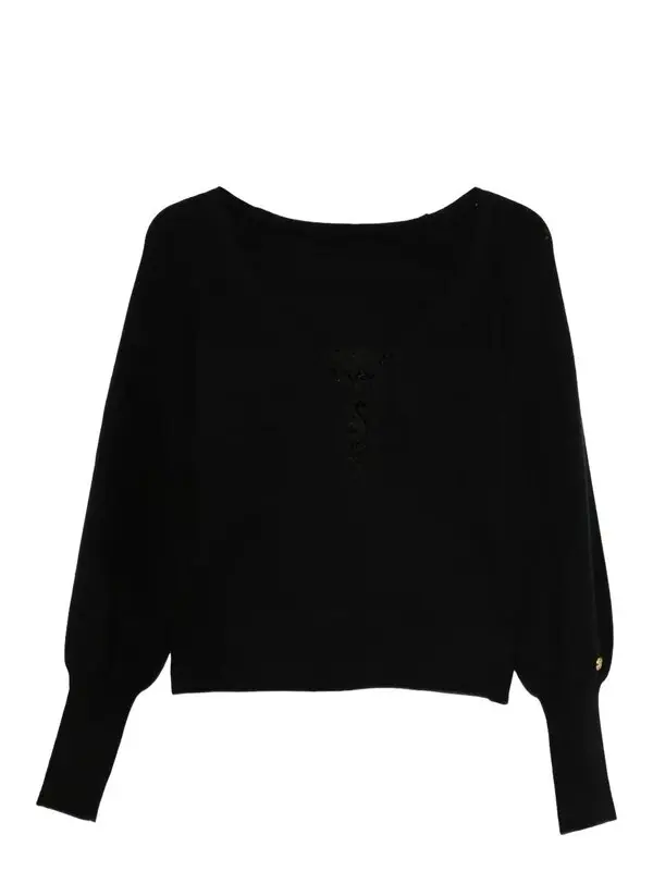TWINSET Lace-detail Puff-sleeve Sweater - Black