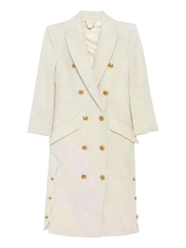 Elisabetta Franchi Double-breasted Wool-blend Coat - Neutrals