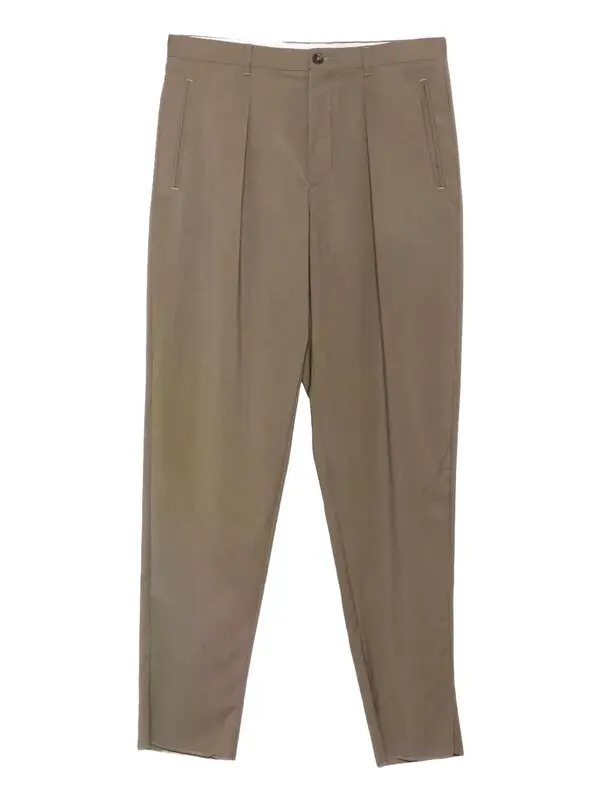 Emporio Armani Pleated Straight-leg Trousers - Neutrals