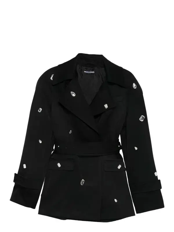 David Koma Embellished Belted Jacket - Black