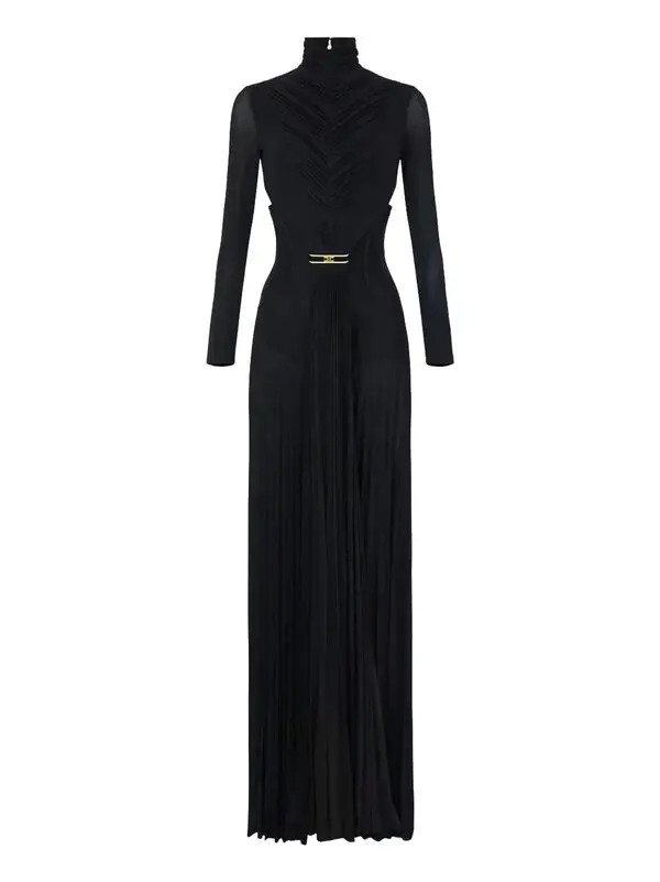 Elisabetta Franchi Draped Pleated Maxi Dress - Black