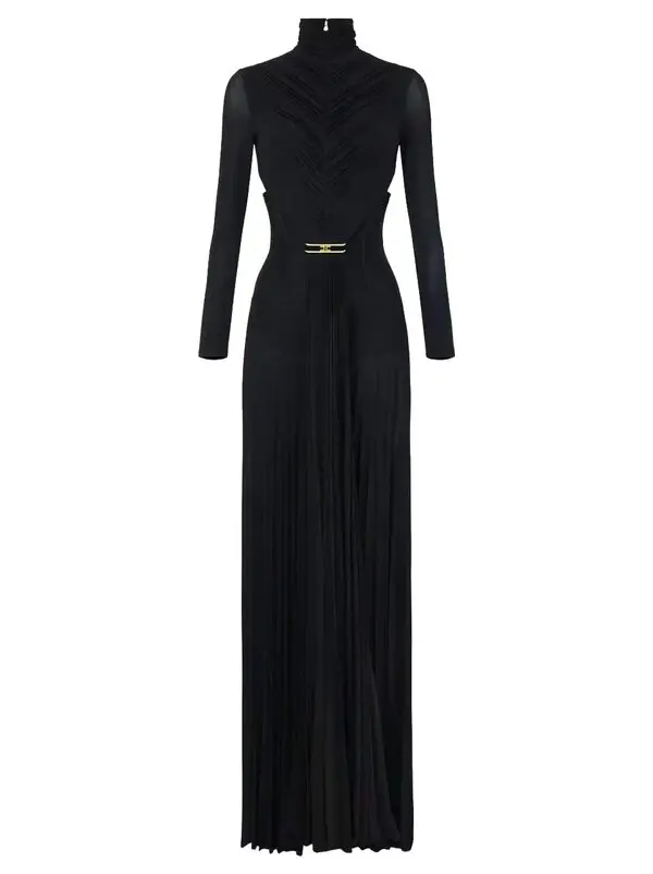 Elisabetta Franchi Draped Pleated Maxi Dress - Black