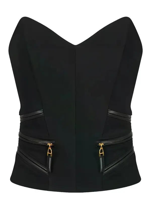 Elisabetta Franchi Zip Crepe Top - Black