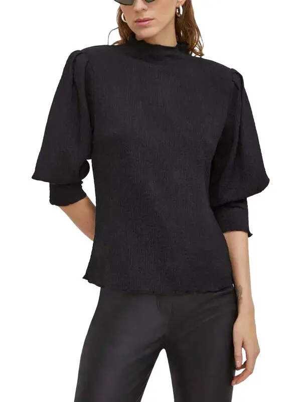 Day Birger Et Mikkelsen Textured Puff-sleeve Blouse - Black