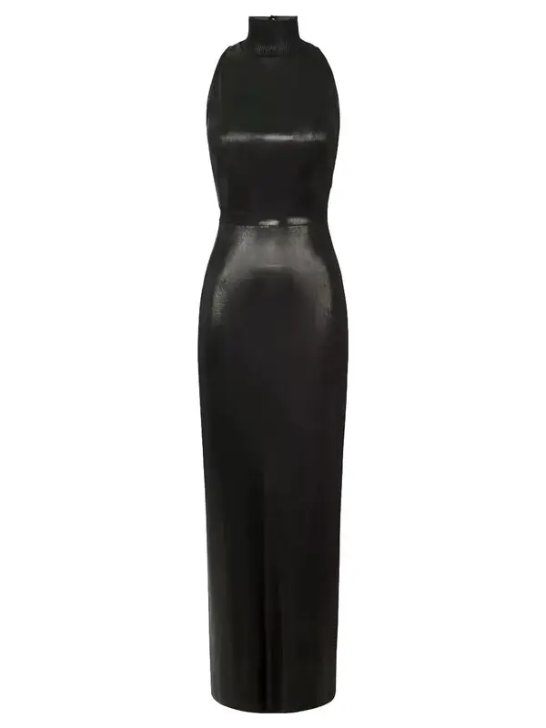 Elisabetta Franchi Laminated Maxi Dress - Black