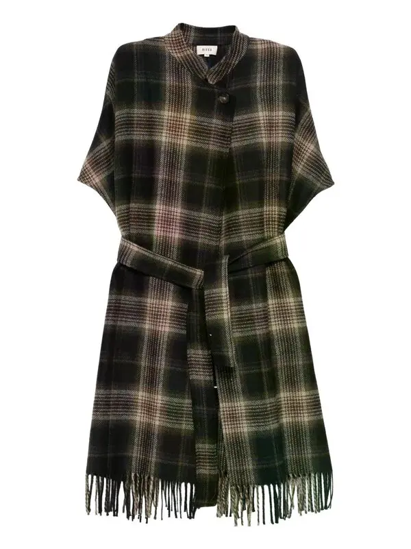 DIEGA Plaid Jacket With Belted Waist - Black