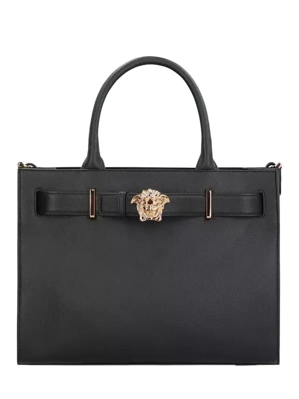 Versace Medusa Leather Tote Bag - Black