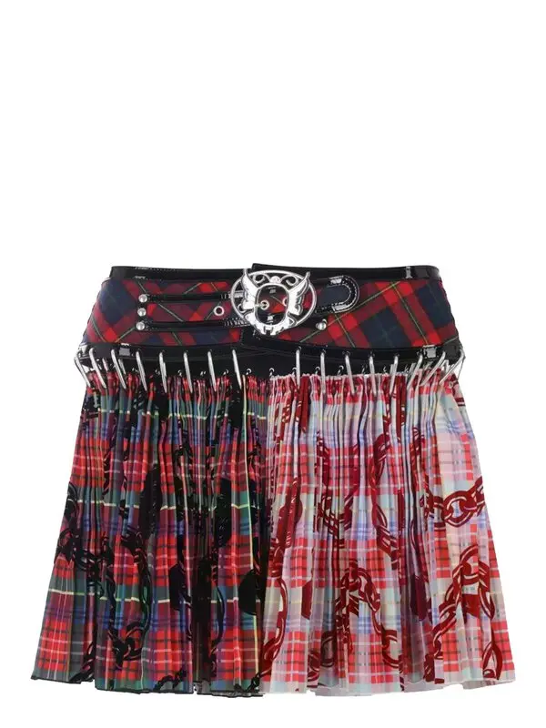 CHOPOVA LOWENA Rena Plaid Pleated Skirt - Red